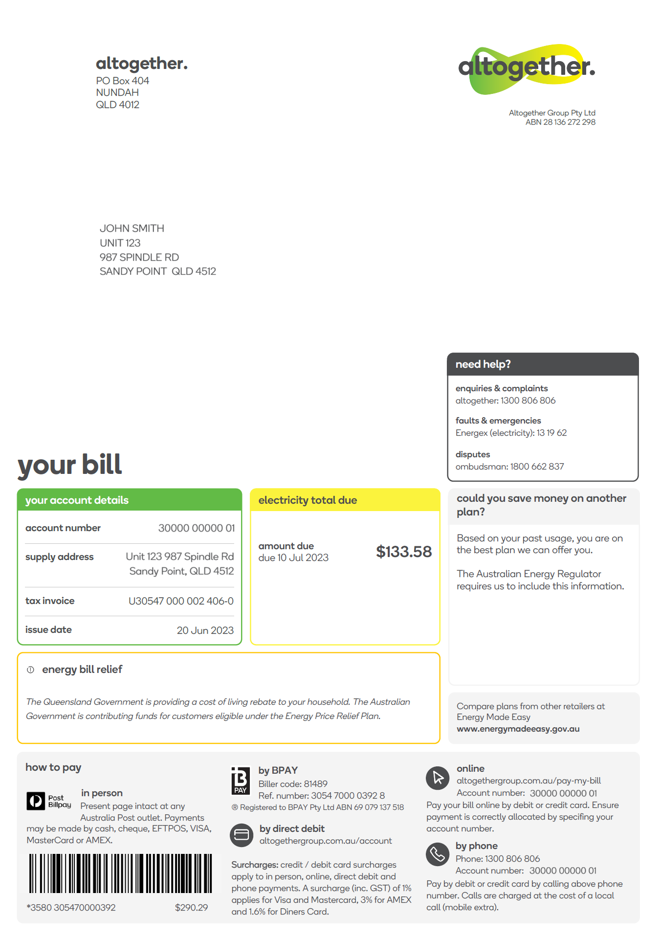 How to read your multi utility bill – Altogether Group